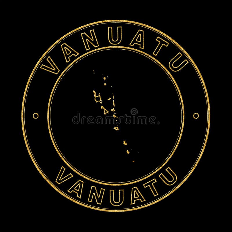 Map of Vanuatu, Golden Stamp Black Background Stock Illustration ...