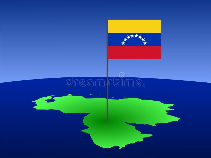 Map of Venezuela with flag stock vector. Illustration of pole - 3065801