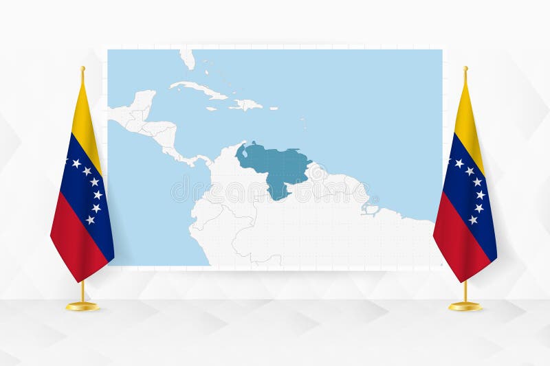 Map of Venezuela and Flags of Venezuela on Flag Stand Stock Vector ...