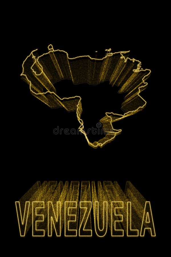 Map of Venezuela, Gold Map on Black Background Stock Illustration ...