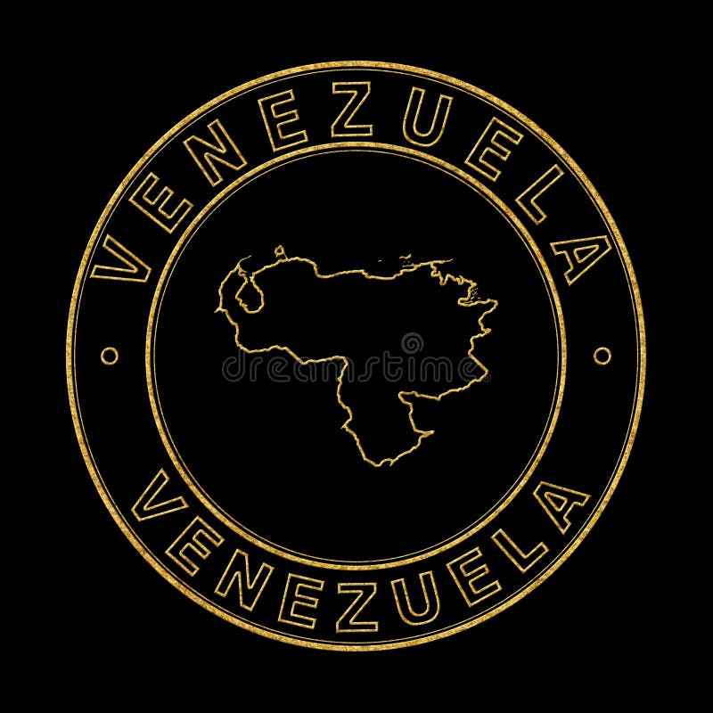 Map of Venezuela, Golden Stamp Black Background Stock Illustration ...