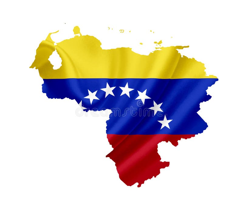 Map of Venezuela with Waving Flag Isolated on White Stock Photo - Image ...