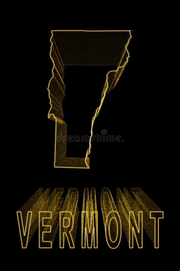 Map of Vermont, Gold Map on Black Background Stock Illustration ...