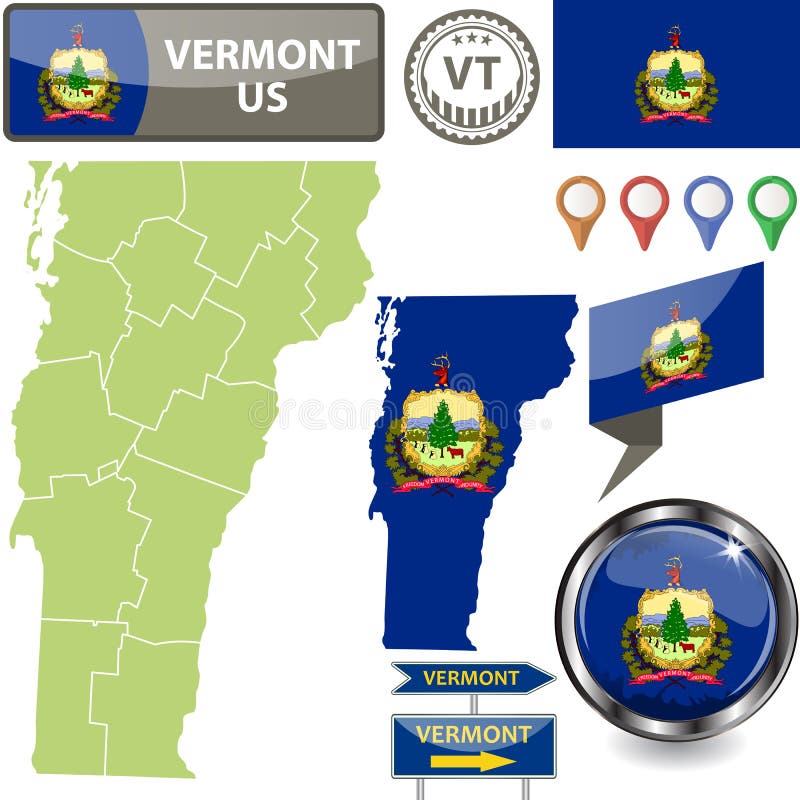 Map of Vermont, US stock vector. Illustration of national - 220165178