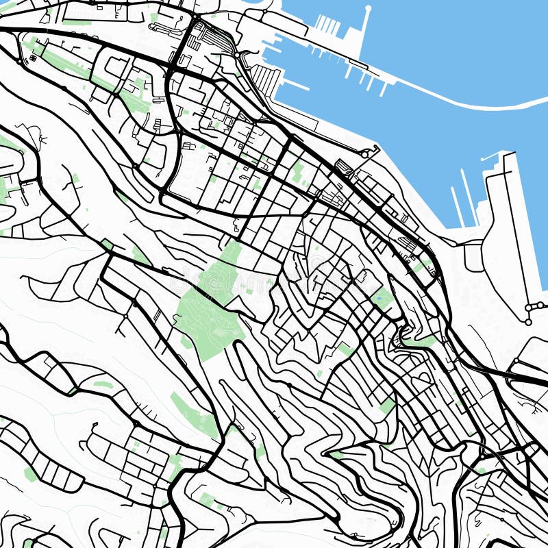 Map of the city of Haifa. stock illustration. Illustration of text ...