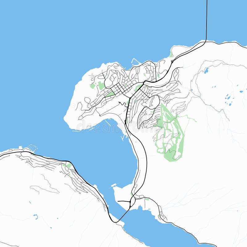 Map of the city of Narvik. stock illustration. Illustration of text ...