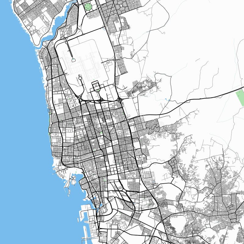 Map of the city of Jeddah. stock illustration. Illustration of circle ...