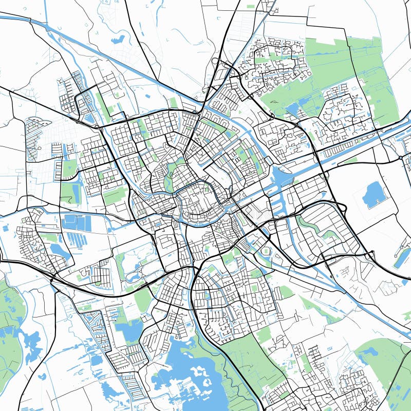 The map of Groningen. stock illustration. Illustration of neighbourhood ...