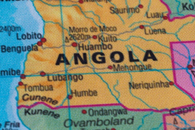 Map View of Angola on a Geographical Globe. Stock Photo - Image of ...