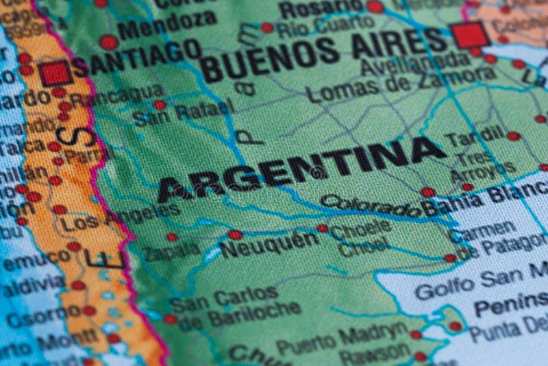 Map View of Argentina on a Geographical Globe. Stock Photo - Image of ...