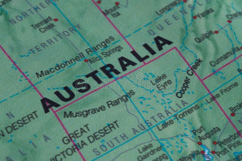 Map View of Australia on a Geographical Globe. Stock Photo - Image of ...
