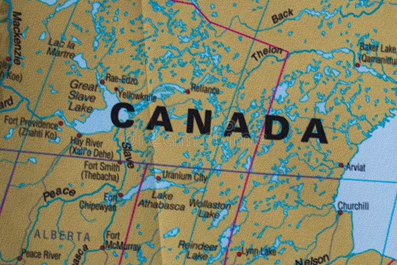 Map View of Canada on a Geographical Globe. Stock Image - Image of sign ...