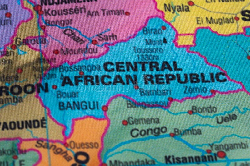Map View of Central African Republic on a Geographical Globe. Stock ...