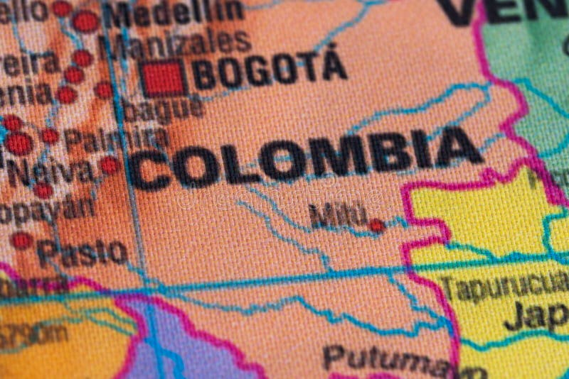 Map View of Colombia on a Geographical Globe. Stock Image - Image of ...