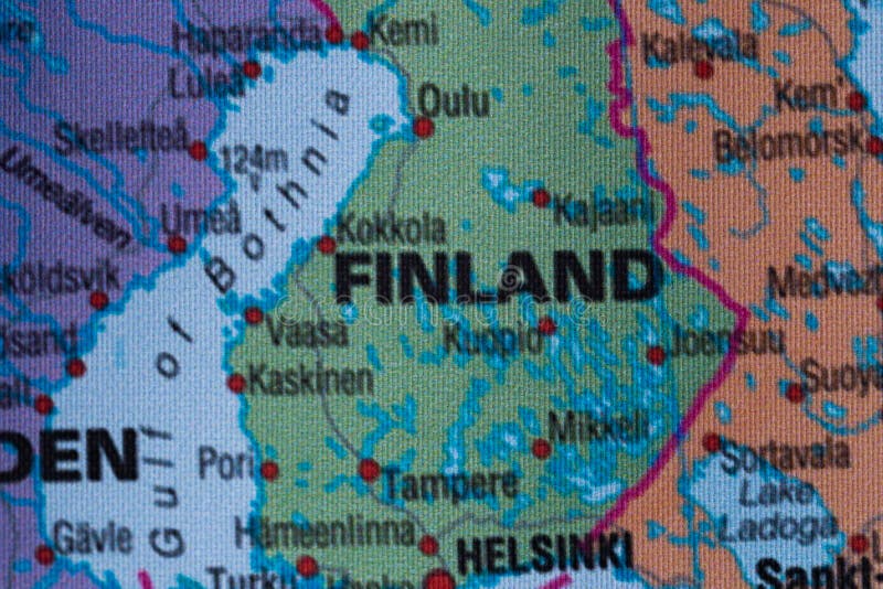 Map View of Finland on a Geographical Globe. Stock Image - Image of ...