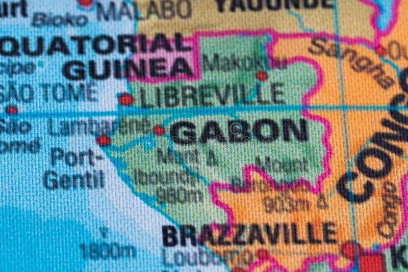 Map View of Gabon on a Geographical Globe. Stock Image - Image of state ...
