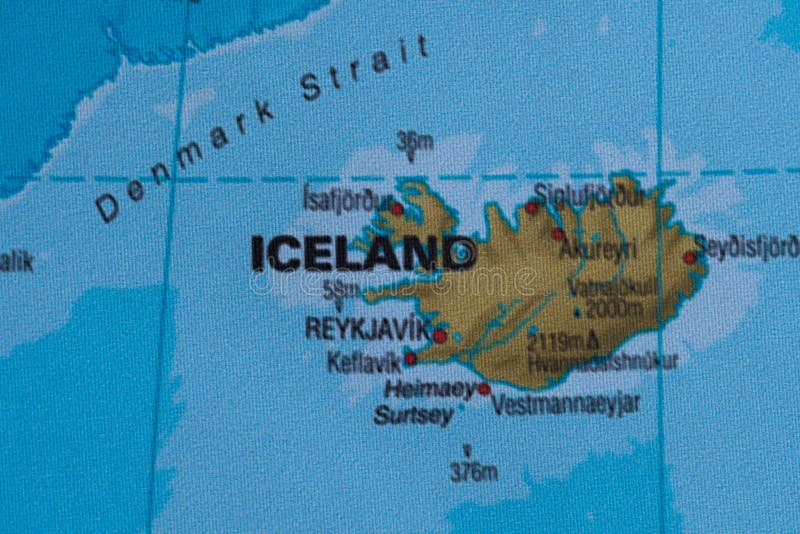 Map View of Iceland on a Geographical Globe. Stock Photo - Image of ...