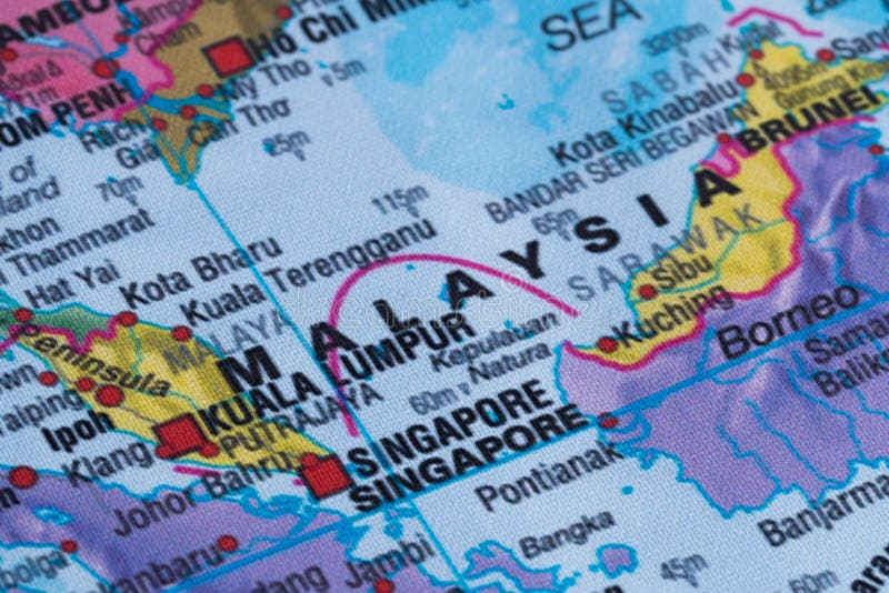 Map View of Malaysia on a Geographical Globe. Stock Photo - Image of ...