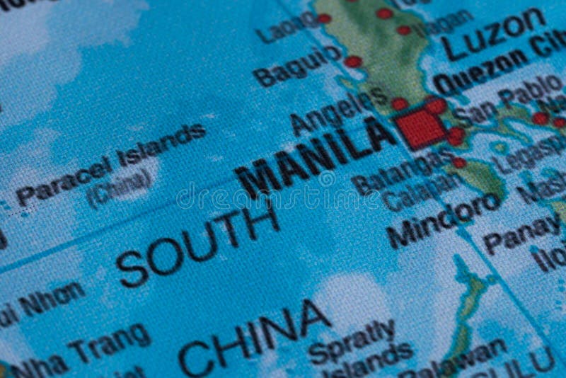 Map View of Manila on a Geographical Globe. Stock Photo - Image of ...