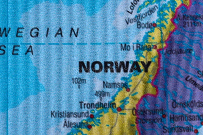 Map View of Norway on a Geographical Globe. Stock Photo - Image of ...