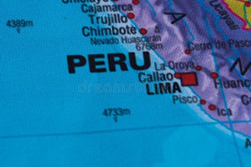 Map View of Peru on a Geographical Globe. Stock Photo - Image of sign ...