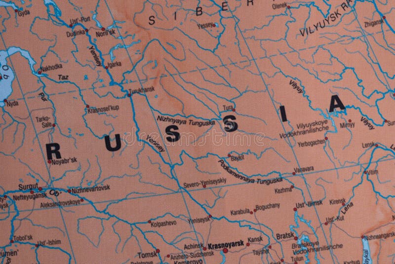 Map View of Russia on a Geographical Globe. Stock Photo - Image of ...