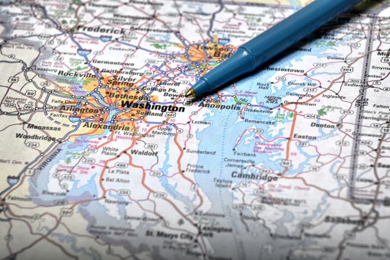 Map View for Travel To Locations with Pen Stock Image - Image of road ...