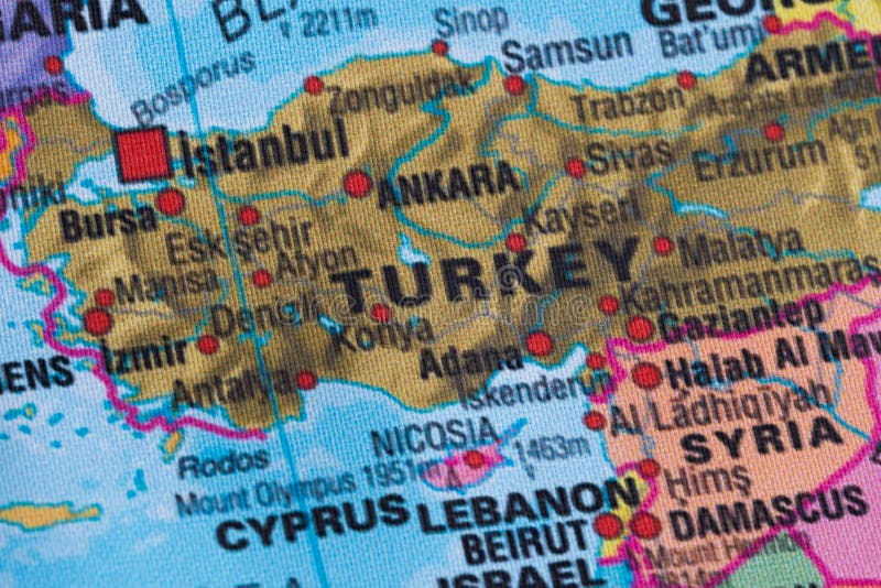 Map View of Turkey on a Geographical Globe. Stock Image - Image of trip ...
