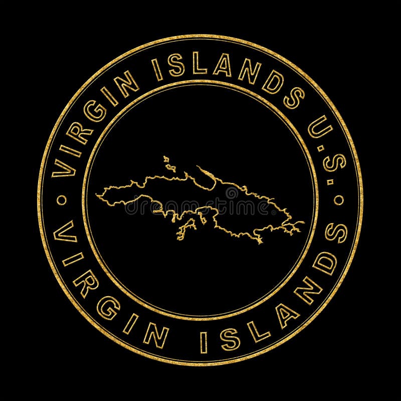 Map of Virgin Islands US, Golden Stamp Black Background Stock ...