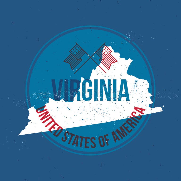Map of Virginia State Label. Vector Illustration Decorative Design ...