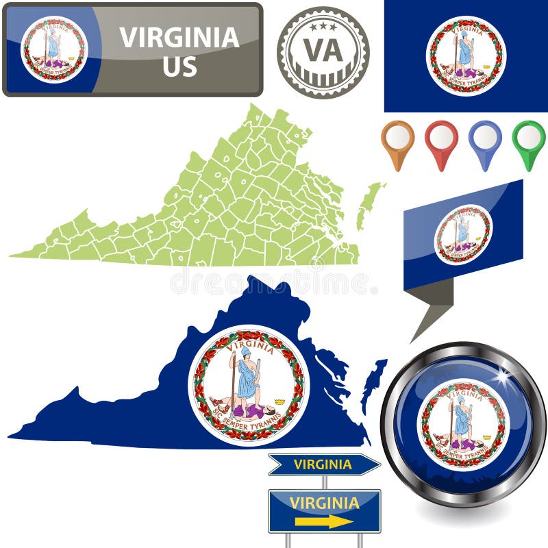 Map of Virginia, US stock vector. Illustration of official - 220165188