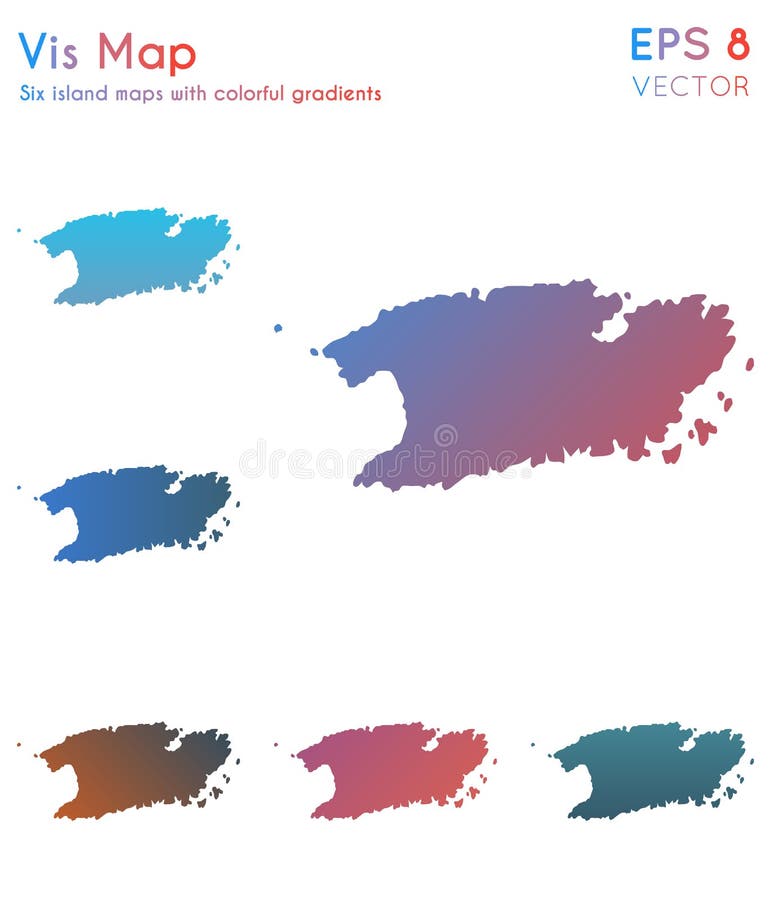 Map of Vis with Beautiful Gradients. Stock Vector - Illustration of ...