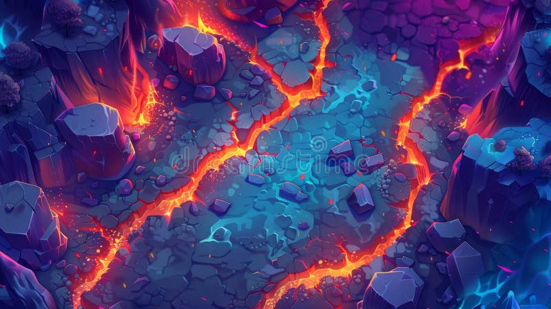 Map of Volcanic Road in Mobile Game Level. Gui Volcanic Eruption with ...