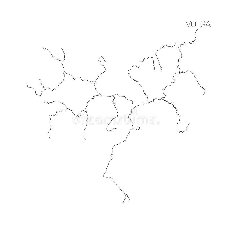 Map of Ob River Drainage Basin. Simple Thin Outline Vector Illustration ...