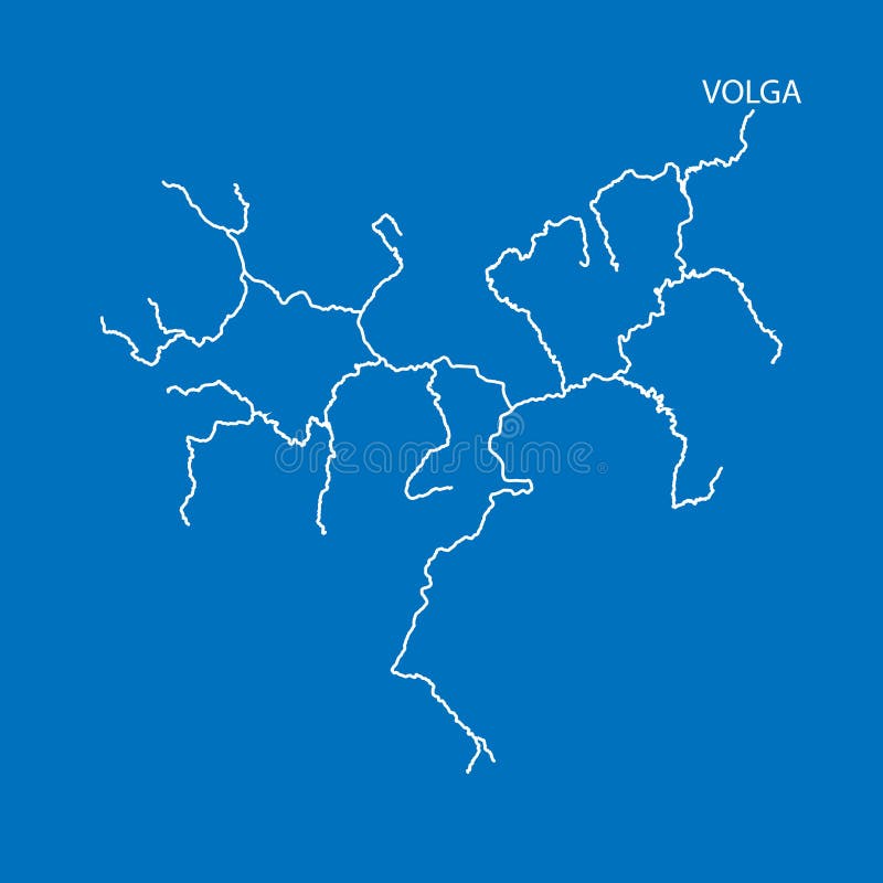 Map of Volga River Drainage Basin. Simple Thin Outline Vector ... Map of Volga River Drainage Basin. Simple Thin Outline Vector ...
