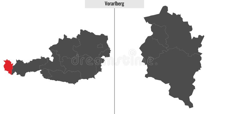 Map of Vorarlberg State of Austria Stock Vector - Illustration of ...