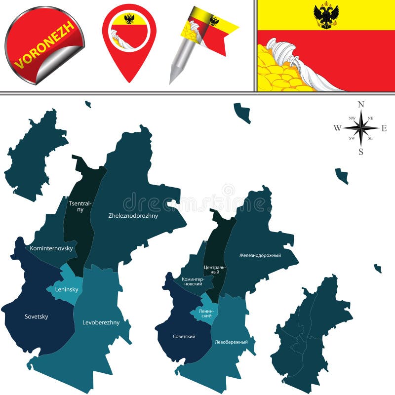 Map of Voronezh with Districts Stock Vector - Illustration of country ...