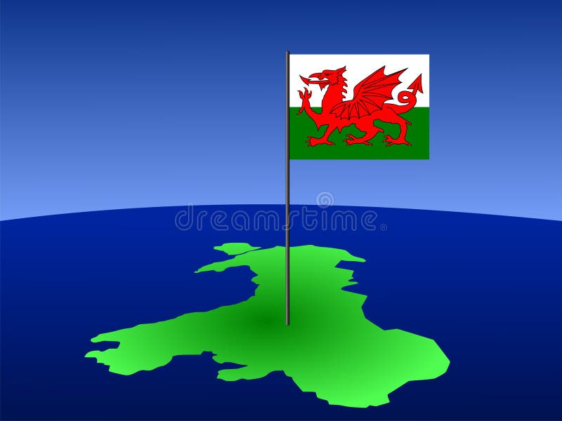 Map of Wales with flag stock vector. Illustration of huge - 3100173