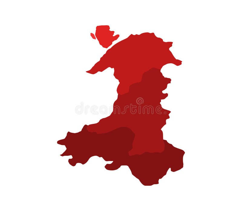 Map of Wales with the Regions Illustrated Stock Illustration ...