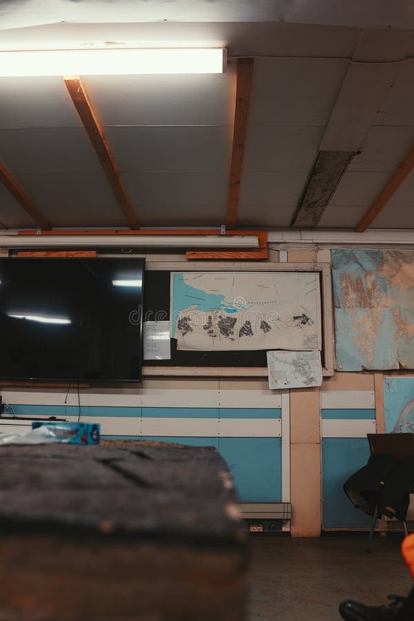 Map on the Wall Inside Mine Room in Longyearbyen, Svalbard Stock Photo ...