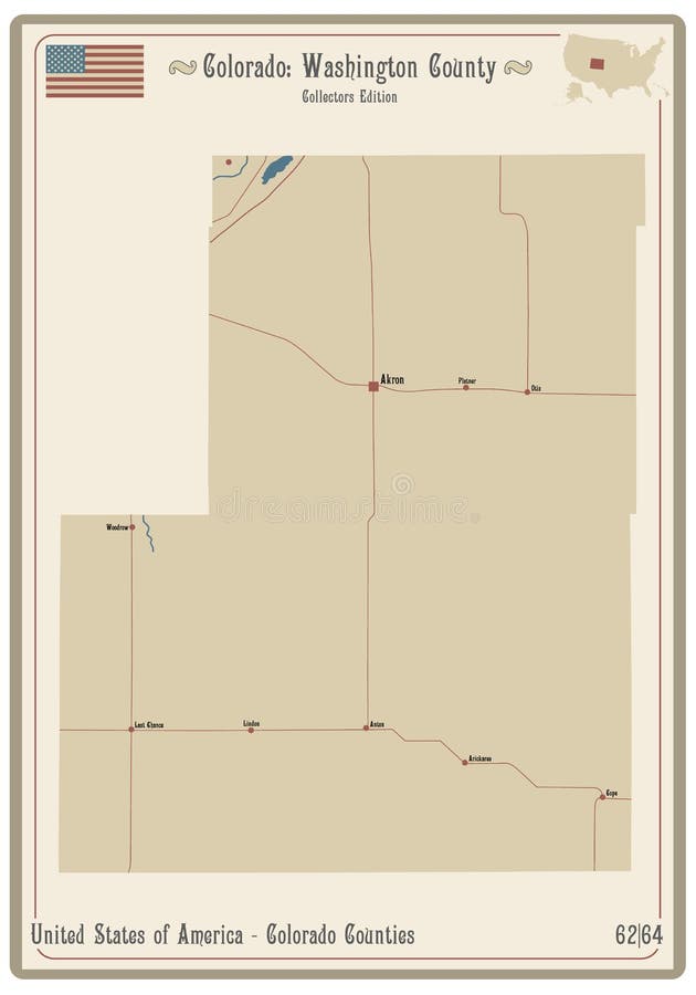 Map of Washington County in Colorado Stock Vector - Illustration of ...