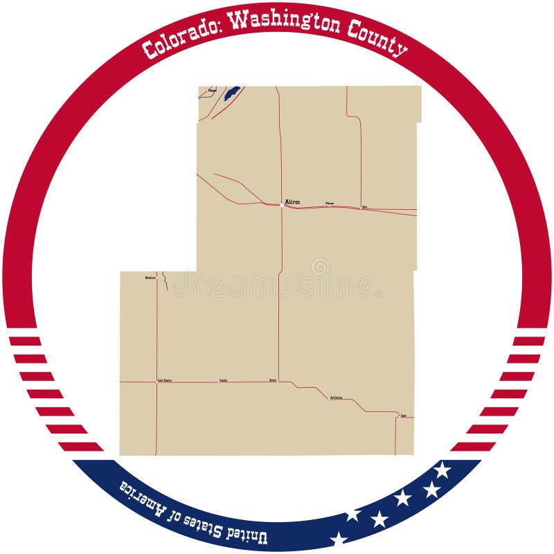 Map of Washington County in Colorado, USA Stock Vector - Illustration ...