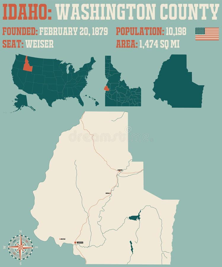 Map of Washington in Idaho stock vector. Illustration of grey - 192677916