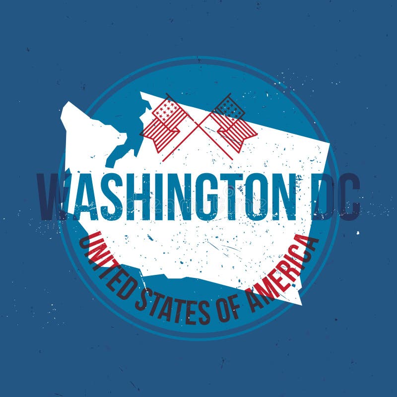 Map of Washington Dc State Label. Vector Illustration Decorative Design ...