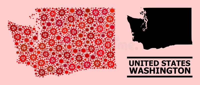 Map of Washington State - Composition with Covid-2019 Biohazard ...