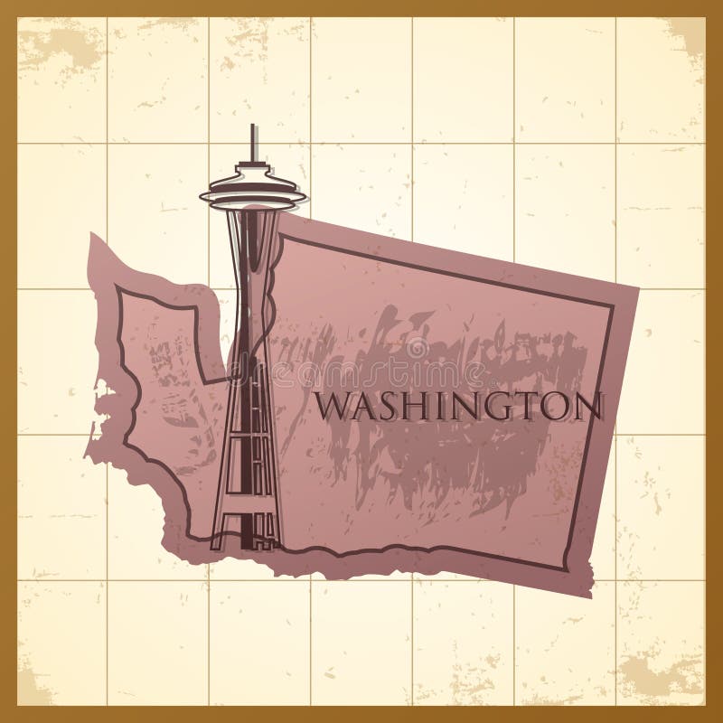 A map of Washington state. editorial photography. Illustration of ...