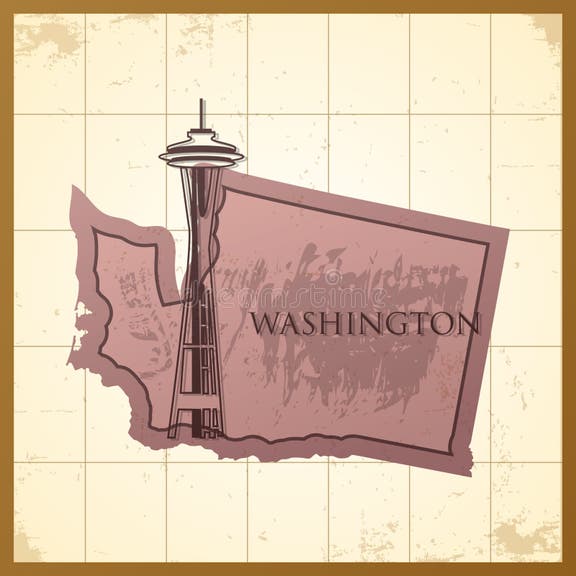 A map of Washington state. editorial photography. Illustration of ...