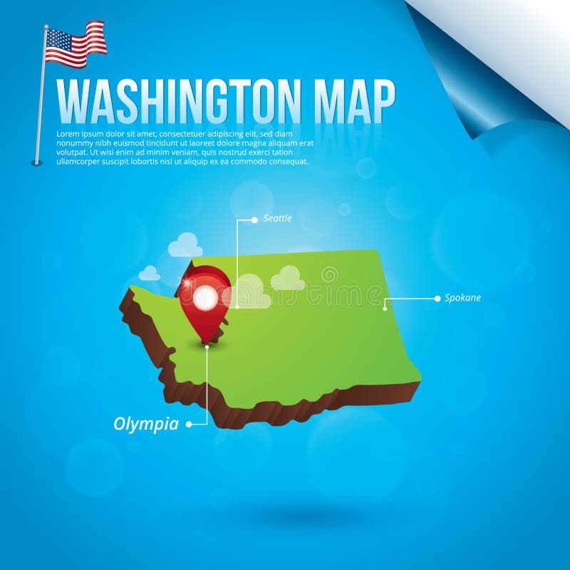 Map of Washington State. Vector Illustration Decorative Design Stock ...