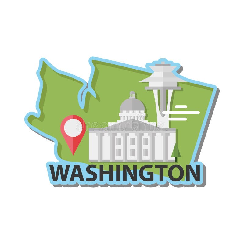 Map of Washington State. Vector Illustration Decorative Design Stock ...
