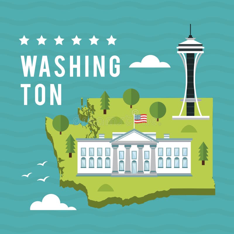 Map of Washington State. Vector Illustration Decorative Design ...